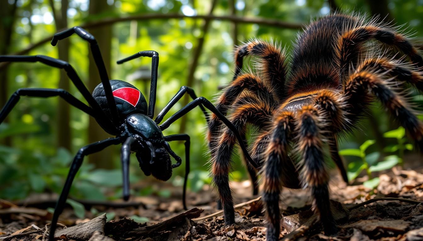 Black Widow Spider vs. Tarantula: Arachnid Showdown