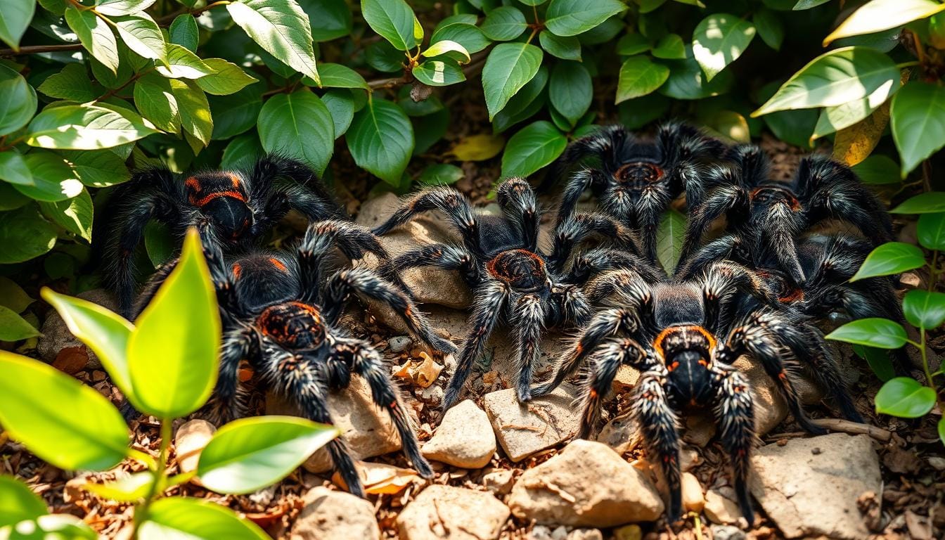 Degree of socialization and gregarious behavior in tarantulas