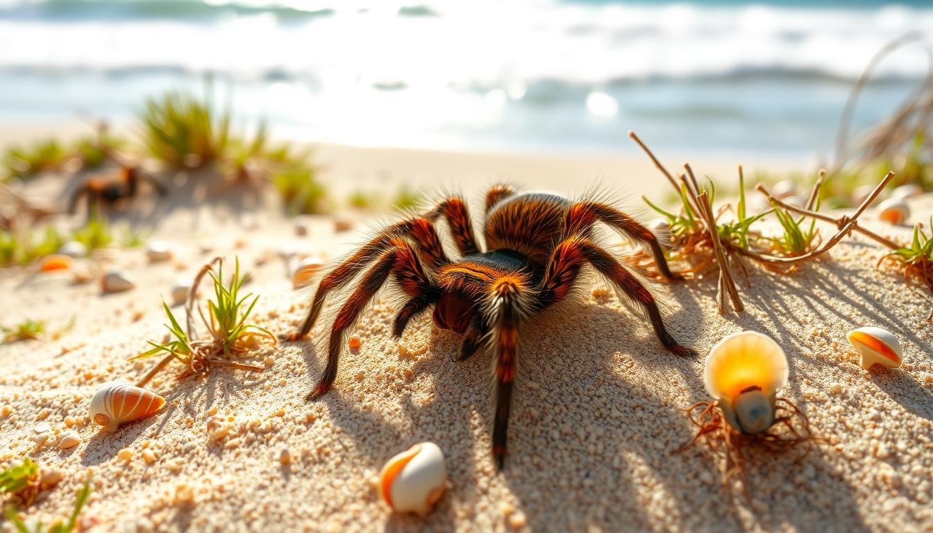 Description of tarantulas that inhabit coastal areas and their adaptations