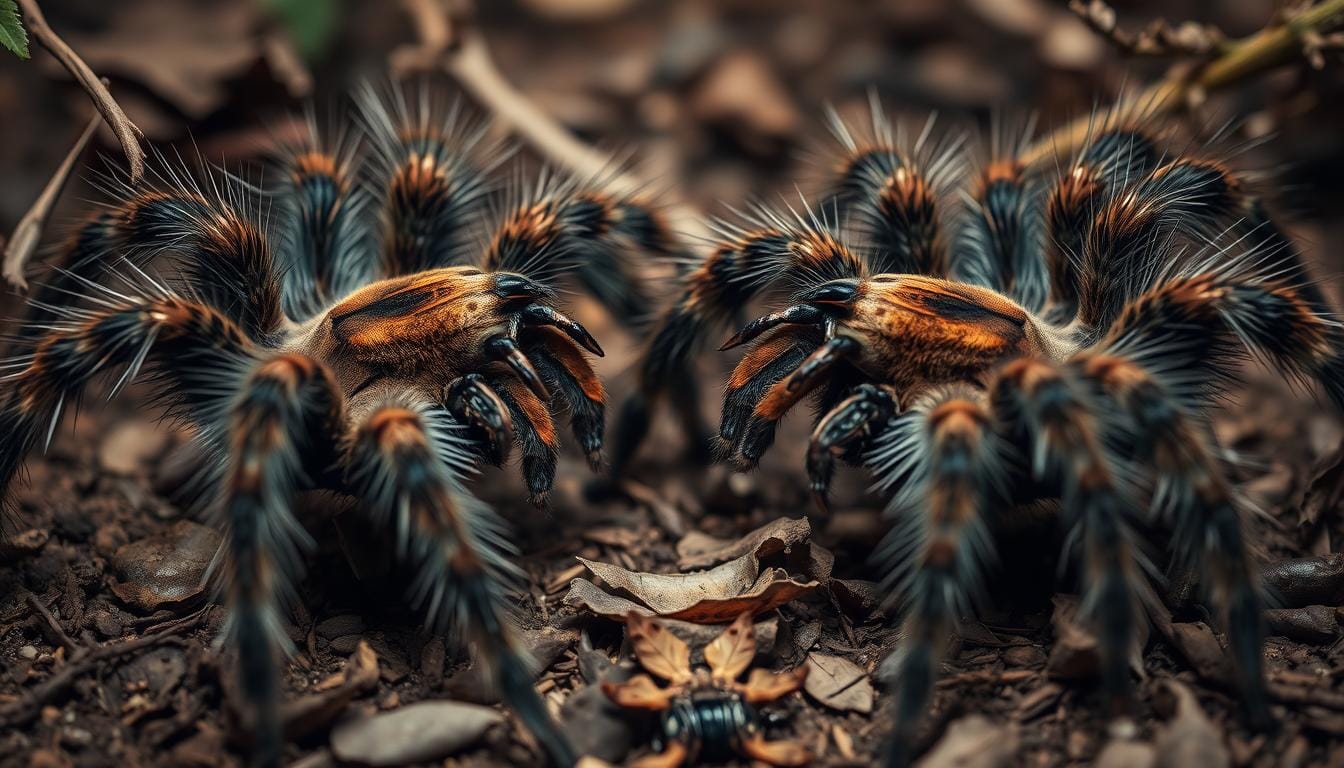 Aggressive behavior between tarantulas of the same species, especially ...