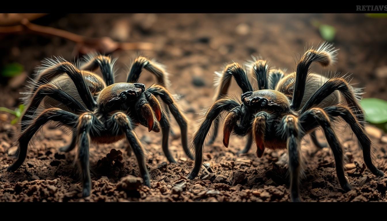 Aggressive behavior between tarantulas of the same species, especially ...