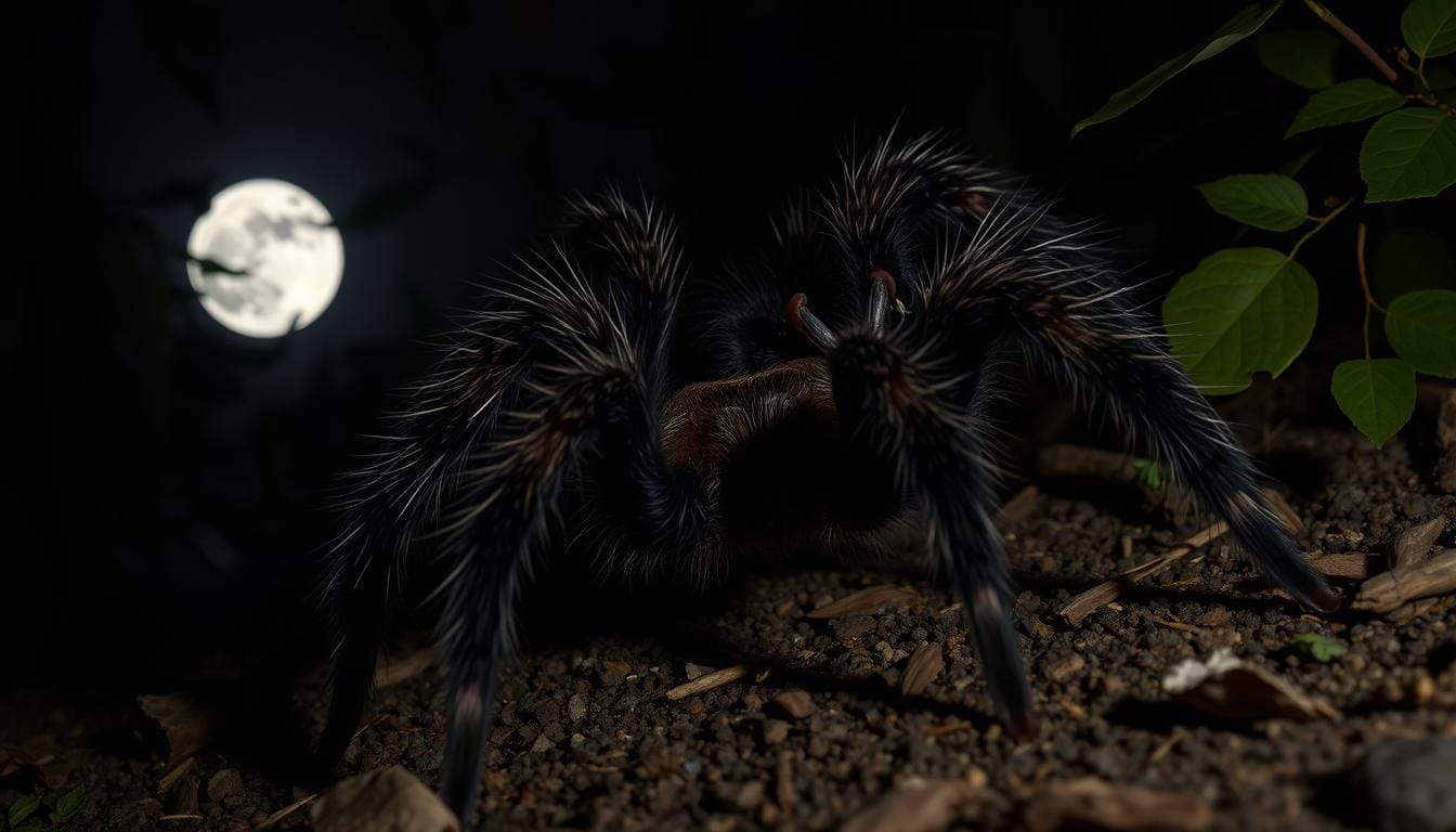 Specific behaviors exhibited by tarantulas at night
